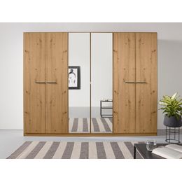 Drehtürenschrank Rauch "Kleiderschrank Schrank Garderobe TOPSELLER OTELI inkl. Inneneinteilung" Schränke Gr. B/H/T: 270 cm x 210 cm x 54 cm, Mit Spiegel, braun (eiche artisan) mit 3 Innenschubladen extra Böden optional Spiegel MADE IN GERMANY