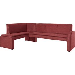 Eckbank exxpo - SOFA FASHION "Cortado, elegant und modern mit hohem Sitzkomfort" Sitzbänke Gr. B/H/T: 157 cm x 89 cm x 244 cm, Naturleder MADRAS, langer Schenkel rechts, rot (bordeaux) hohe Bodenfreiheit, schöne Detailverarbeitung, wahlweise Lederbezug