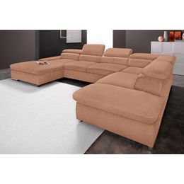 Sit & More Wohnlandschaft SIT & MORE "Alcudia U-Form", braun, B:349cm H:73cm T:226cm, Primabelle-Microfaser;Korpus: Luxus-Kunstleder / Sitz und Rücken: Struktur (100% Polypropylen);Korpus: Struktur (100% Polypropylen) / Sitz und Rücken: Struktur (100% Polyester), Sofas, wahlweise mit Bettfunktion