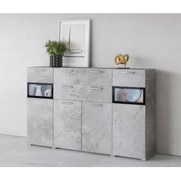 Highboard Inosign "Sarah" Sideboards grau (beton, optik) Breite 182 cm, Türen mit Glaseinsatz