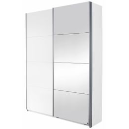 Garderobenschrank Rauch "Garderobe Drehtürenschrank Kleiderschrank Schrank Schuhschrank MINOSA" Schränke Gr. H/T: 197 cm x 48 cm, 2 St., weiß (alpinweiß) Breite 136 cm, ausziehbare Kleiderstange, 6 Schuhböden MADE IN GERMANY