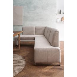 Eckbank exxpo - SOFA FASHION "Intenso, modern, wahlweise in Leder oder Textil, 244/157 cm (B/T)" Sitzbänke Gr. B/H/T: 244 cm x 91 cm x 157 cm, Cord, Ottomane links, (langer Schenkel rechts), beige hohe Bodenfreiheit, frei im Raum stellbar, hoher Sitzkomfort