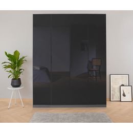 Drehtürenschrank Rauch "Kleiderschrank Schrank Garderobe KOLUNA mit hochwertiger Glasfront" Schränke Gr. B/H/T: 181 cm x 229 cm x 54 cm, 4 St., grau (graumetallic, glas basalt) inkl. 2 Innenschubladen sowie extra Einlegeböden MADE IN GERMANY