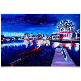 Poster Wall-Art "Blau Himmel Vancouver bei Nacht" Bilder Gr. B/H/T: 120 cm x 80 cm x 0,1 cm, Stadt, 1 St., bunt Poster ohne Bilderrahmen