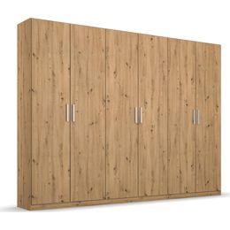 Drehtürenschrank Rauch "Kleiderschrank Schrank Garderobe KOLUNA mit Dekor-Front" Schränke Gr. B/H/T: 271 cm x 210 cm x 54 cm, 6 St., braun (eiche artisan) inkl. 2 Innenschubladen sowie extra Einlegeböden MADE IN GERMANY