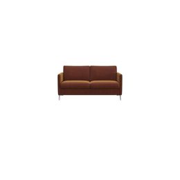 2-Sitzer FLEXLUX "Fiore, super Sitzkomfort durch Kaltschaum im Sitz", braun (cognac), B:149cm H:85cm T:92cm, 100% Polyester, Sofas, schmale Armlehnen, F&uuml;&szlig;e Alu