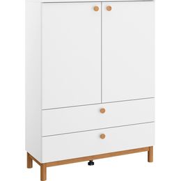 Kommode Rauch "Freyja" Sideboards Gr. B/H/T: 93,0 cm x 130,0 cm x 42,0 cm, 2, weiß mit natürlichen Massivholzgriffen