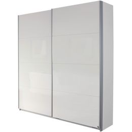 Garderobenschrank Rauch "Garderobe Drehtürenschrank Kleiderschrank Schrank Schuhschrank MINOSA" Schränke Gr. H/T: 197 cm x 48 cm, 2 St., weiß (alpinweiß, hochglanz weiß) Breite 181 cm, ausziehbare Kleiderstange, 6 Schuhböden MADE IN GERMANY