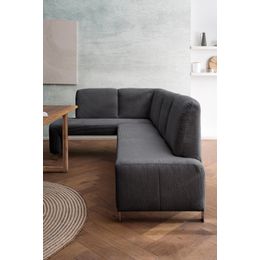 Eckbank exxpo - SOFA FASHION "Intenso, modern, wahlweise in Leder oder Textil, 244/157 cm (B/T)" Sitzbänke Gr. B/H/T: 244 cm x 91 cm x 157 cm, Cord, Ottomane links, (langer Schenkel rechts), grau (anthrazith) hohe Bodenfreiheit, frei im Raum stellbar, hoher Sitzkomfort