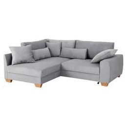 Ecksofa Home Affaire "Helena II DuraSpring" Sofas Gr. B/H/T: 227 cm x 88 cm x 190 cm, Luxus-Microfaser weich, Ottomane links, ohne Bettfunktion, grau (melange) mit Taschenfederkern, bis 140 kg belastbar, wahlweise Bett