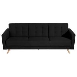 3-Sitzer Max Winzer "Julius Kippcouch mit komfortablem Federkern, klassisch und modern" Sofas Gr. B/H/T: 224 cm x 81 cm x 83 cm, Strukturwebstoff 16523, schwarz Schlafsofa, inklusive Bettfunktion & Bettkasten, Breite 224 cm