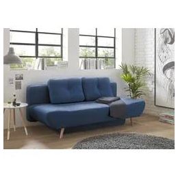 Schlafsofa Andas "Segmon" Sofas Gr. B/H/T: 200cm x 88cm x 99cm, Luxus-Microfaser, blau (ozeanblau) einfach in ein bequemes Bett umwandeln, inklusive Bettkasten