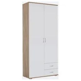 Kleiderschrank Rauch "Twin Schrank Garderobenschrank Schlafzimmerschrank Topseller", weiß (struktureichefarben hell, weiß), B:85cm H:188cm T:52cm, Schränke, Drehtürenschrank Kleiderschrank, Drehtürenschrank mit 2 Schubladen Bestseller Kleiderschrank