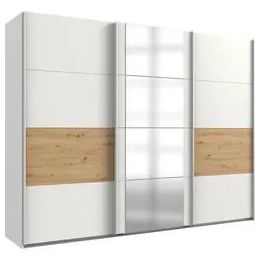 Schwebetürenschrank wimex "Barmbek Schlafzimmerschrank BESTSELLER Garderobenschrank" Schränke Gr. B/H/T: 270cm x 208cm x 64cm, 3 St., weiß (weiß/artisan eiche nachbildung/spiegel) Kleiderschrank mit 2 Stoffboxen und zusätzlichen Böden, Spiegeltür