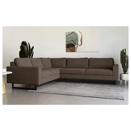 Ecksofa Places of Style "Pinto, 250/290 cm, langer Schenkel, XXL, Ottomane" Sofas Gr. B/H/T: 290cm x 85cm x 250cm, Cord, langer Schenkel links, braun Cord, Feincord, Luxus-Microfaser Leder und Chenille