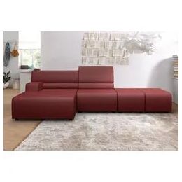 Ecksofa Egoitaliano "Babouche, Designsofa mit außergewöhnlichem Sitzkomfort zum Wohlfühlen" Sofas Gr. B/H/T: 384cm x 80cm x 98cm, Leder BULL, Recamiere links, rot (kirschrot)