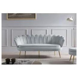 3-Sitzer Salesfever "Clam" Sofas Gr. B/H/T: 180cm x 78cm x 76cm, Samtvelours, grau (hellgrau) extravagantes Muscheldesign, Breite 180 cm