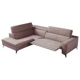 Ecksofa Egoitaliano "Edith, Designsofa mit hohem Sitzkomfort, L-Form" Sofas Gr. B/H/T: 269cm x 96cm x 203cm, Leder BULL, Ottomane links, beige (safari) inkl. elektrischer Relaxfunktion und manuell verstellbaren Kopfteilen