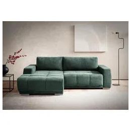 Ecksofa Inosign "Bolero L-Form" Sofas Gr. B/H/T: 241cm x 66cm x 165cm, Struktur fein, Recamiere links, mit Bettfunktion, grün (racing green) mit edler Steppung, wahlweise Schlaffunktion & Bettkasten