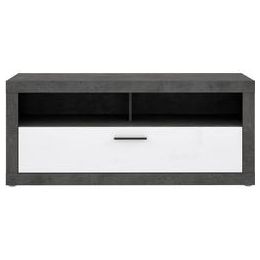 TV-Board FORTE Sideboards Gr. B/H/T: 138,2cm x 59,3cm x 52cm,, grau (betonoptik dunkelgrau / weiß hochglanz)