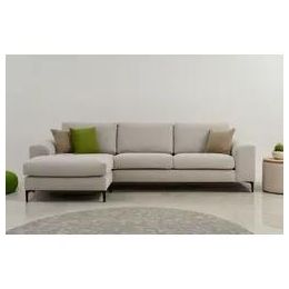 Ecksofa Inosign "Henry" Sofas Gr. B/H/T: 294cm x 84cm x 160cm, Struktur-Chenille, Recamiere links, beige mit Metallbeinen, in modernem Design