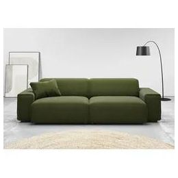 Big-Sofa Andas "Glimminge auch in Breitcord, Feincord + Easy care-Bezug" Sofas Gr. B/H/T: 254cm x 71cm x 101cm, Feincord, grün (moos) besondere Kedernähte Zierkissen