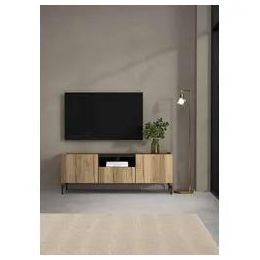 TV-Board Inosign "Bergen TV-Möbel, Fernsehtisch, TV-Unit, Media-Möbel, Sideboard" Sideboards Gr. B/H/T: 147cm x 54cm x 41,3cm,, braun (catania eiche/matt schwarz) 2 Türen, verstellbaren Böden,1 Schublade, Kabelmanagement, B:147 cm