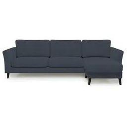 Ecksofa Home Affaire "Gröde, L-Form" Sofas Gr. B/H/T: 278cm x 88cm x 152cm, Flachgewebe, Recamiere rechts, blau extra weicher Sitzkomfort