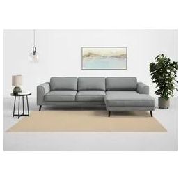 Ecksofa Trendmanufaktur "Lumber Jack, elegantes Designsofa, L-Form" Sofas Gr. B/H/T: 280cm x 85cm x 167cm, Struktur weich, Recamiere rechts, ohne Bettfunktion-ohne Bettkasten, grau (grey pinstripe) wahlweise mit Bettfunktion u. Bettkasten