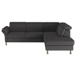 Ecksofa Home Affaire "Calypso L-Form" Sofas Gr. B/H/T: 259cm x 85cm x 227cm, Luxus-Microfaser in Lederoptik, Ottomane rechts, ohne Kopfteilverstellung-ohne Armteilfunktion-ohne Bettfunktion-ohne Stauraum-ohne Relaxfunktion im Sofa 2,5- Sitzer, grau (anthrazit) mit Relaxfunktion motorisch im Sofa 2,5- Sitzer