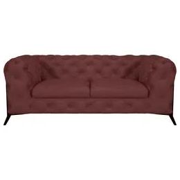 Chesterfield-Sofa LEONIQUE "Amaury" Sofas Gr. B/H/T: 185cm x 75cm x 99cm, Samtoptik, Füße schwarz, rosa (rose) aufwändige Knopfheftung, moderne Chesterfield Optik, Fußfarbe wählbar