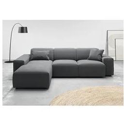 Ecksofa Andas "Glimminge L-Form auch in Breitcord, Feincord + Easy care-Bezug" Sofas Gr. B/H/T: 264cm x 71cm x 191cm, Easy care, Ottomane rechts, grau (anthrazit) Breite 264, Zierkissen