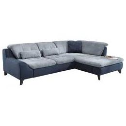 Ecksofa DIE PLANBAR "MP-IN11010 L-Form" Sofas Gr. B/H/T: 281cm x 80cm x 200cm, Flachgewebe-Microfaser, Recamiere rechts, Kopfteilverstellung, blau (blau, marine) mit Kopfteilverstellung, optional Bettfunktion und Schubkasten