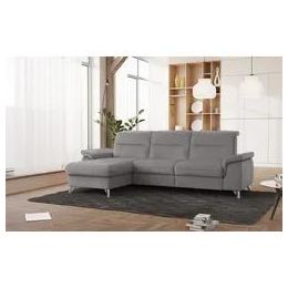 Sit & More Ecksofa SIT & MORE "Astoria L-Form" Sofas Gr. B/H/T: 260cm x 91cm x 175cm, Microfaser, Recamiere links, mit Kopfteilverstellung-mit Armlehnfunktion-mit Relaxfunktion motorisch im Sofa 2,5-sitzig-mit Relaxfunktion motorisch in Recamiere, grau (hellgrau) wahlweise mit motorischer Relaxfunktion