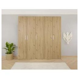 Drehtürenschrank Rauch "Kleiderschrank Schrank Garderobe KOLUNA mit Dekor-Front" Schränke Gr. B/H/T: 226cm x 229cm x 54cm, 5 St., braun (eiche artisan) inkl. 2 Innenschubladen sowie extra Einlegeböden MADE IN GERMANY