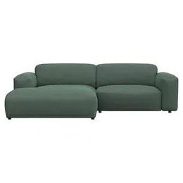 Ecksofa FLEXLUX "Lucera Chaislongue rechts oder links" Sofas Gr. B/H/T: 257cm x 73cm x 171cm, Struktur, Chaiselongue links, grün (dusty grün) modern & anschmiegsam, Kaltschaum, Stahl-Wellenunterfederung