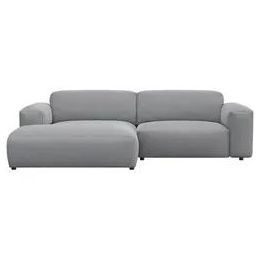 Ecksofa FLEXLUX "Lucera Chaislongue rechts oder links" Sofas Gr. B/H/T: 257cm x 73cm x 171cm, Struktur, Chaiselongue links, grau (soft grau) modern & anschmiegsam, Kaltschaum, Stahl-Wellenunterfederung