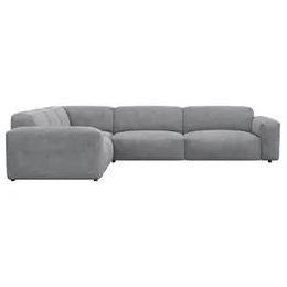 Ecksofa FLEXLUX "Lucera, super bequem durch hochwertigen Sitzaufbau mit Kaltschaum" Sofas Gr. B/H/T: 319cm x 73cm x 285cm, Struktur, Schenkel links, grau (soft grau) modern & anschmiegsam, L-Form, Designsofa