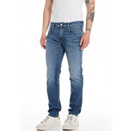 Slim-fit-Jeans Replay "ANBASS HYPERFLEX BIO" Gr. 33, Länge 34, blau (medium blue 64g) Herren Jeans