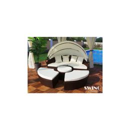 Swing&Harmonie LED - Sonneninsel Rattan Lounge Polyrattan Sitzgruppe Liege Insel inkl. Abdeckcover - versch. Ausf&uuml;hrungen