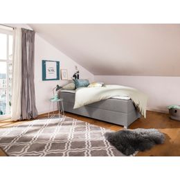 Boxbett Inosign "Alexis", grau (hellgrau), B:90cm L:200cm, Struktur fein (100% Polyester), Komplettbetten, ohne Kopfteil - ideal für Räume mit Dachschrägen; in 4 Breiten