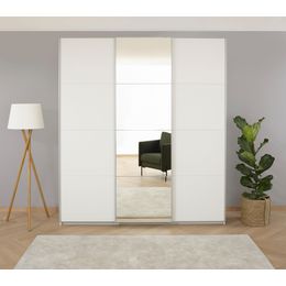 Schwebetürenschrank Rauch "Kleiderschrank Schrank Garderobe BESTSELLER KOLUNA mit Spiegel" Schränke Gr. B/H/T: 203 cm x 229 cm x 62 cm, 3 St., weiß (alpinweiß) inkl. 2 Innenschubladen sowie extra Einlegeböden MADE IN GERMANY