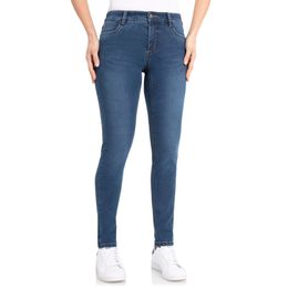 Skinny-fit-Jeans WONDERJEANS "Skinny-WS76-80" Gr. 40, Länge 32, blau (blue super wash) Damen Jeans Schmaler Skinny-Fit in hochelastischer Qualität