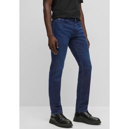 Slim-fit-Jeans BOSS Orange "Delaware BC-L-P" Gr. 32, Länge 32, blau (atlantic) Herren Jeans mit Leder-Badge