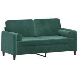 vidaXL - 2-Sitzer-Sofa mit Zierkissen Dunkelgrün 140 cm Samt