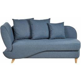 Beliani Chaiselongue Linksseitig Dunkelblau Leinenoptik mit Bettkasten Dekokissen Modern Récamiere Liegesofa Sitzmöbel Wohnzimmer Jugendzimmer