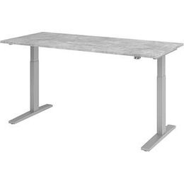 Hammerbacher XMKA19 elektrisch höhenverstellbarer Schreibtisch beton rechteckig, C-Fuß-Gestell silber 180,0 x 80,0 cm