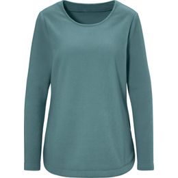 Damen Fleeceshirt mit abgerundetem Saum jade, Gr&ouml;&szlig;e 44