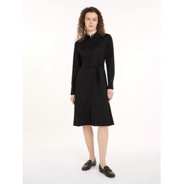 Hemdblusenkleid Tommy Hilfiger "FLUID VISCOSE SHIRT DRESS" Gr. 38, N-Gr, schwarz (black) Damen Kleider fließende Viskose Qualität