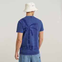 G-Star Raw Musa Palm Stencil Pigment Dye T-Shirt - Mittelblau - Herren